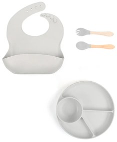 Dětská silikonová jídelní sada PupyHou, 4-dílná Barva: Grey (šedá)