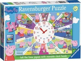 RAVENSBURGER Puzzle s hodinami Prasátko Peppa XL / 60 dílků / 49 × 36
