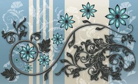 Postershop Fototapeta: Květinové ornamenty (modré) - 184x254 cm