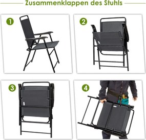 Costway Sada 4 venkovních skládacích židlí s prodyšnou tkaninou