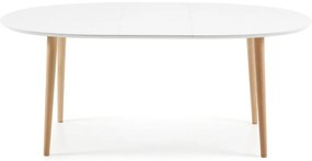 Bílý rozkládací jídelní stůl s bílou deskou 90x140 cm Oqui – Kave Home