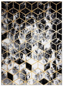 Hans Home | Kusový koberec Gloss 409A 82 3D cubes black/gold/grey - 240x330