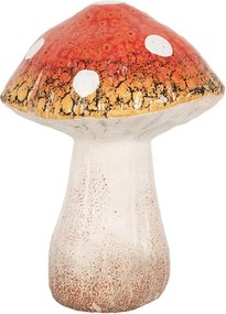 Bílo-červená keramická dekorace houba Muchomůrka S - 9*8*12 cm