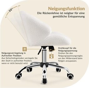 Kancelářská židle Yaheetech – sněhově bílá, polyester (267310100420)