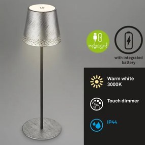 Brilo - LED St nab dotyk stolní lampa KIKI LED/2,6W/5V IP44 2600 mAh stříbrná