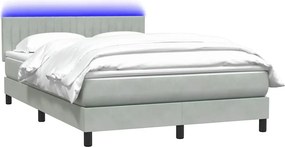 Box spring postel s matrací a LED světle šedá 160x210 cm samet 3317079