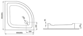 Polimat Kompaktní čtvrtkruhová akrylátová sprchová vanička Pako 1 80x80 (90x90) Barva: Bílá, Rozměry (cm): 80x80