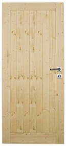 Vedlejší vchodové dveře Woodisol, 80 L, rozměr vč. zárubně: 800 × 1970 mm, masivní dřevo, levé, smrk, plné