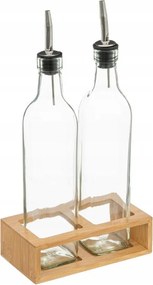 Lahve na olej a ocet v bambusovém stojanu GUSTO, 2x 480 ml