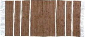Hnědý bavlněný koberec s pruhy a třásněmi Rag walnut - 70*160 cm