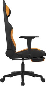 Herní židle s podnožkou černá a oranžová textil 3143747
