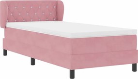 Postel s boxspringem s čelo Růžová 100 x 200 cm samet 3340327