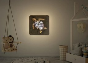 Li-Go "Želva" světelný obraz RGBW s baterií 62x62cm provedení povrchu: dub světlý