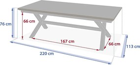 DEOKORK Hliníkový stůl BERGAMO 220/279 cm (ivory)