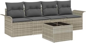Set pohovek 5 ks Světle šedá polyratan 3345232