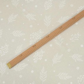 Goldea vánoční teflonová látka na ubrusy - zimní větvičky na latte 160 cm