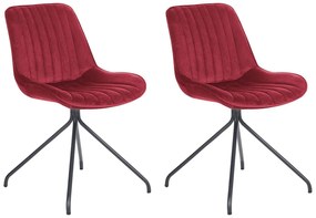 Sada 2 sametových jídelních židlí červené NAVASOTA Beliani