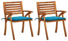 Zahradní jídelní židle s poduškami 2 ks masivní akáciové dřevo - Default Title