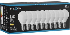Mexen Nova 10x LED žárovka E14, G45, 7W, Teplá - 3000K, 735 lm - L101-E14-0730-01x10