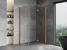 Mexen Mist-F Duo, skládací sprchový kout 95 x 100 cm, průhledný, broušená měď - 8A6-095L-100P-65-00