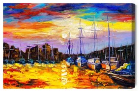 Obraz Námořní Lodě A Západ Slunce Nedostatek Nedostatek Plátno Canvas 100x70