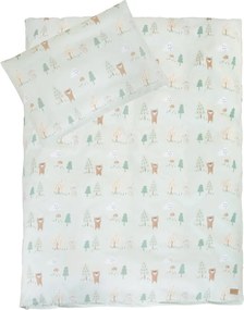 Světle zelené bavlněné dětské povlečení do postýlky 100x135 cm Woodland Buddies – Roba