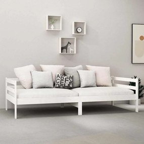 Denní postel s matrací 90 x 200 cm bílá masivní borové dřevo 3083570
