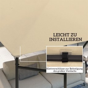 Outsunny Náhradní střecha pro pavilon 3 x 3 m Vodoodpudivá střecha pavilonu UPF30+ Náhradní potah Oxfordská tkanina, 370 g/m², béžová barva