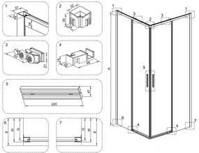 BPS-koupelny Čtvercový sprchový kout SK-NOB  90x90 chrom/transparent - bez vaničky
