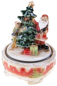 Porcelánová hrací skříňka Santa a dítě u stromu 14,5x20cm VÁNOCE BRANDANI