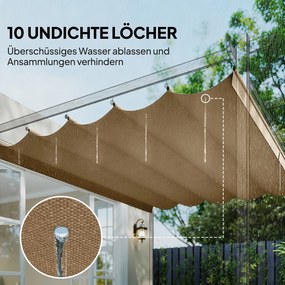 Náhradní střecha pro pergolu 3 x 3 m, zatahovací, s otvory pro odvod dešťové vody, odolná proti povětrnostním vlivům, polyester, 250 x 255 cm Hnědá b…