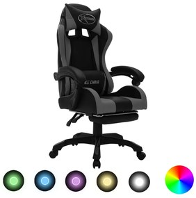 Herní židle s RGB LED podsvícením šedo-černá umělá kůže