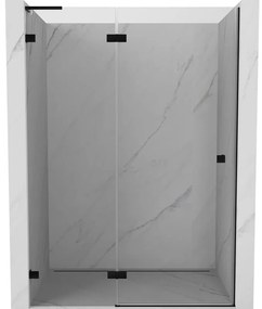 Mexen, Mexen Lunar L levé otočné sprchové dveře 140 cm, transparentní, černé - 834L-140-000-70-00-L