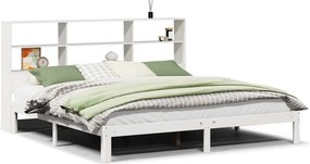 Postel s knihovnou bez matrace bílá 180x200 cm masivní borovice 3322569