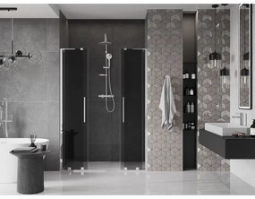Mexen Velar L Duo, posuvné sprchové dveře do otvoru 160 cm, 8mm šedé sklo, chromová, 871-160-003-42-01