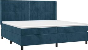 Box spring postel s matrací tmavě modrá 200x200 cm samet 3132823