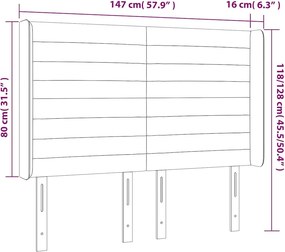 Čelo postele s LED modré 147 x 16 x 118/128 cm textil 3124192