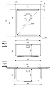 Deante Steel sink, 1-bowl