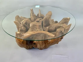 Konferenční stolek Manado, kulatý, teakový kořen 100 cm