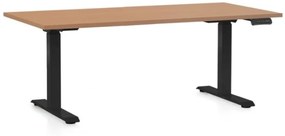 Výškově nastavitelný stůl OfficeTech D, 140 x 80 cm -černá podnož Barva: Buk