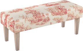 Dlouhá lavička 100x40cm barva červená látka vzorované