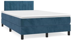 vidaXL Box spring postel s matrací tmavě modrá 120x190 cm samet