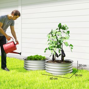 Outsunny kovový vyvýšený záhon sada 2 truhlíků na květiny truhlík na bylinky s otevřeným dnem zeleninový záhon pro zahradu stříbrný 60x60x30 cm |