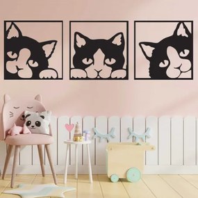Obraz na stěnu kočky z barevné dřevěné překližky l SENTOP PR0315 picture 3 pieces