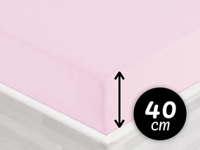 Jersey napínací prostěradlo na extra vysokou matraci JR-032 Pudrově růžová 90 x 220 - výška 40 cm