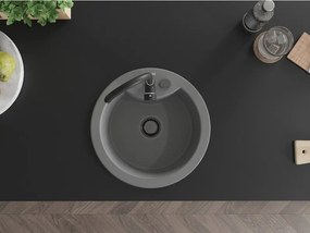 Mexen Diego, granitový dřez 488x488x167 mm, 1-komorový, šedá s černým sifonem, 6512481000-71-B