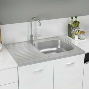 Kuchyňský dřez s odtokem stříbrný 800x600x155 mm nerezová ocel 147233
