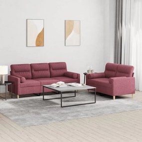 2dílná sedací souprava s polštáři vínová textil 3201622