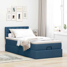 Osmanský rám postele s matrací modrá 90x190cm textil 3311593