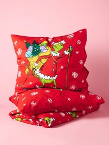 Sinsay - Bavlněný povlečení set s vánočním vzorem Grinch - červená
